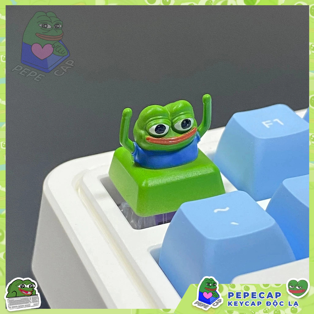 Pepe hooray frog Keycap - Happy pepe frog - Fun drawing pepe frog ...