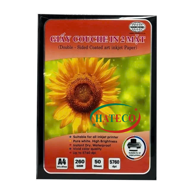 Couche paper for 2-sided glossy photo printing DL 260 Gsm Manh Hung (50 ...