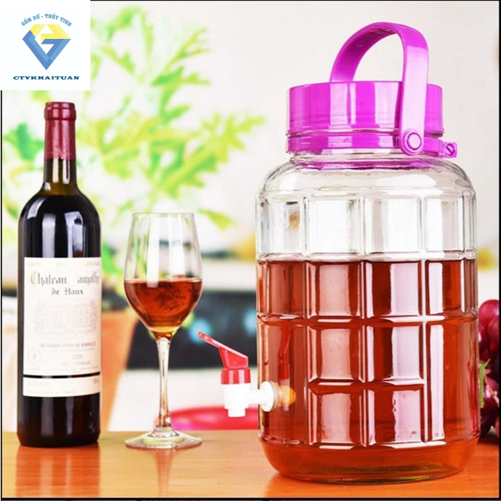 5 Liter Glass Wine Pitcher with Handle - With Valve | Shopee Singapore