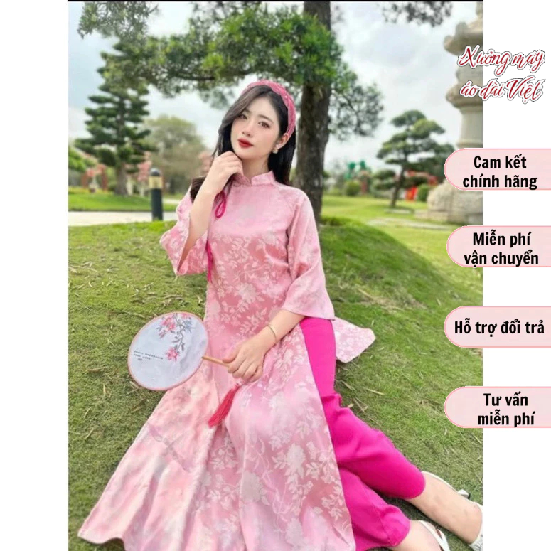 Modern brocade ao dai with beautiful bows - Vietnamese ao dai factory ...
