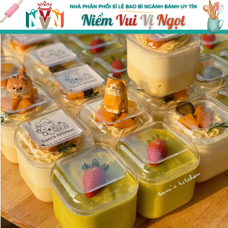 10 Square Mica Plastic Boxes for Cold Cakes, Tiramisu, Oreo Cheesecake ...
