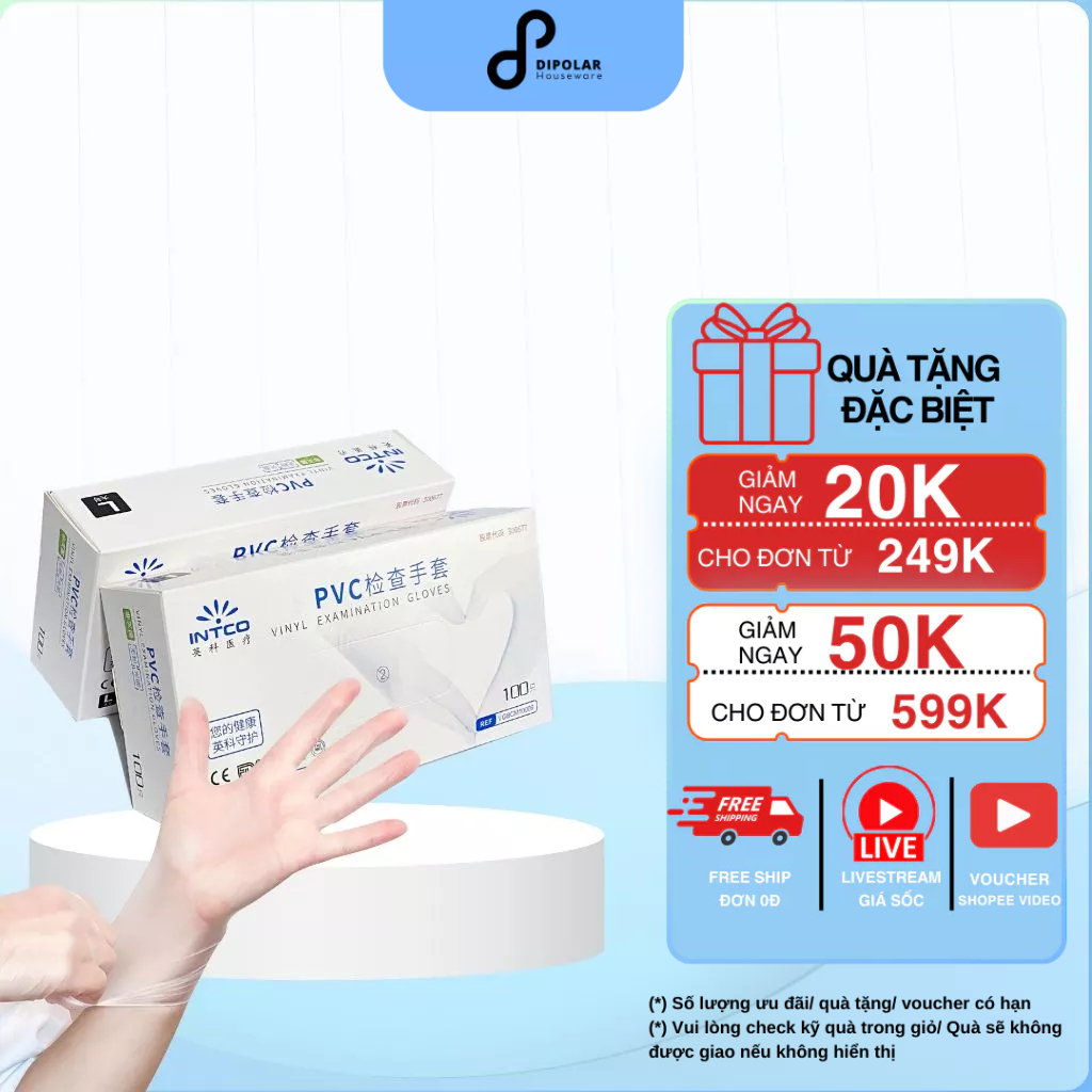 Dipolar Transparent Rubber Gloves, Super Tough Powder-Free Disposable ...
