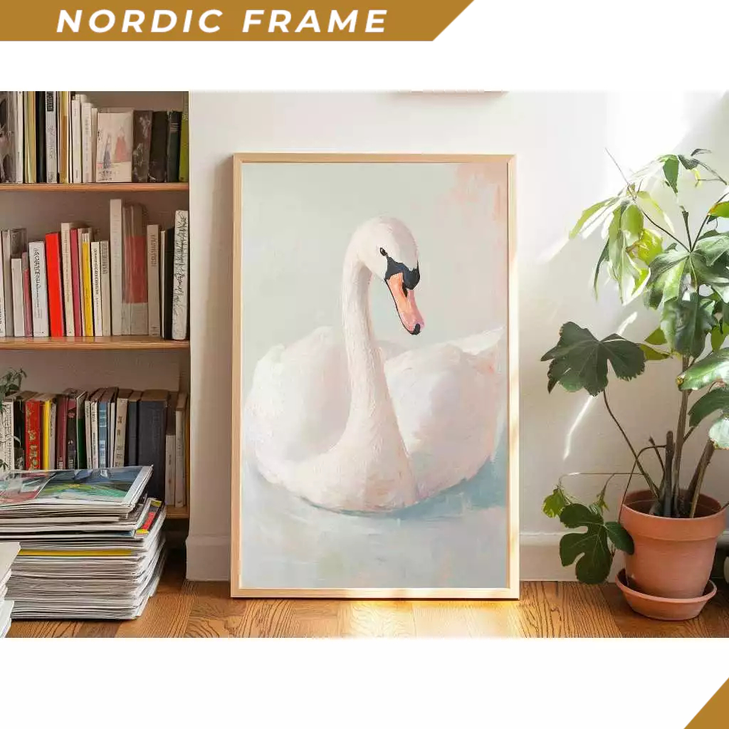 Wall painting, Coquette Swan in Lake Printable Wall Art Trendy Pink ...