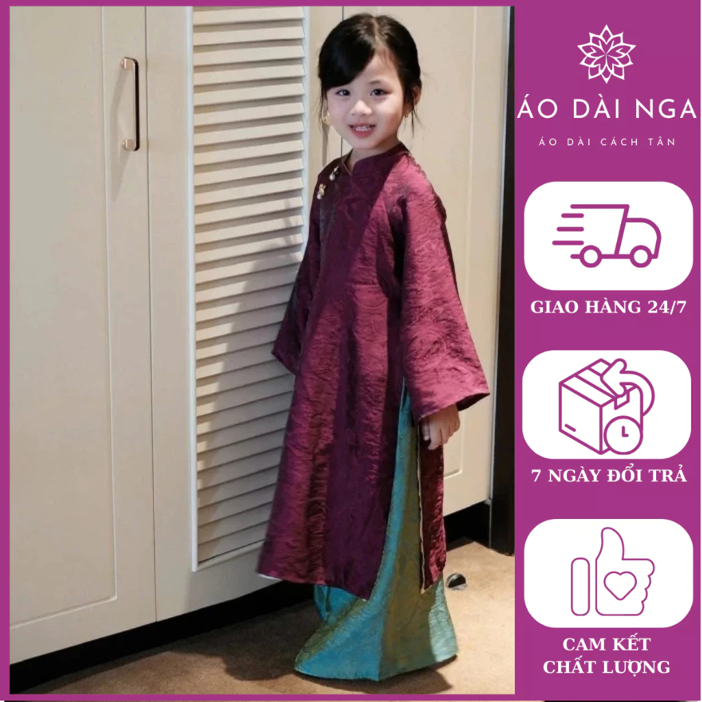 (Pants included) Girls' ao dai set, modern ao dai for children CNY 2026 ...