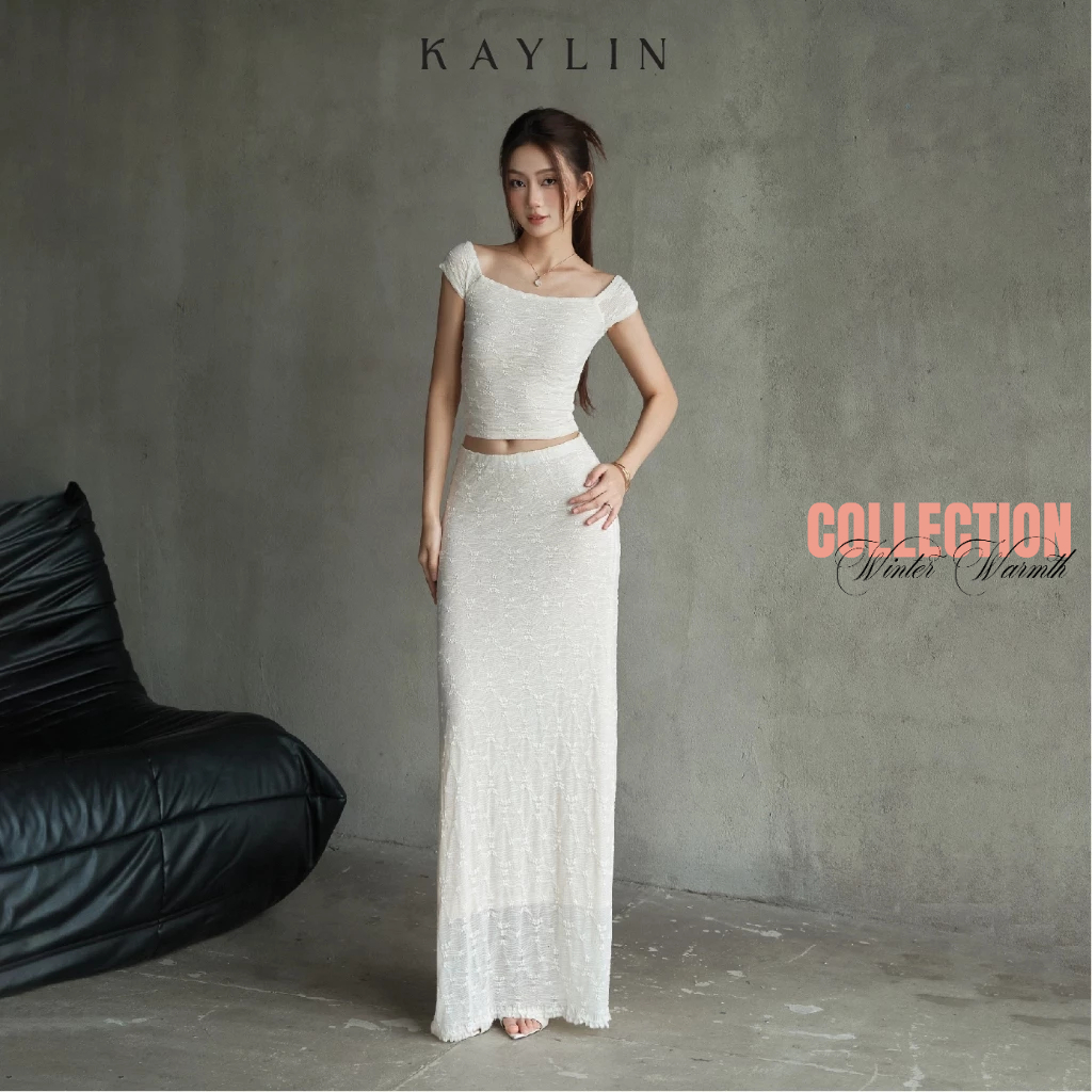 KAYLIN Set off-the-shoulder crop top with slim form and long skirt in ...