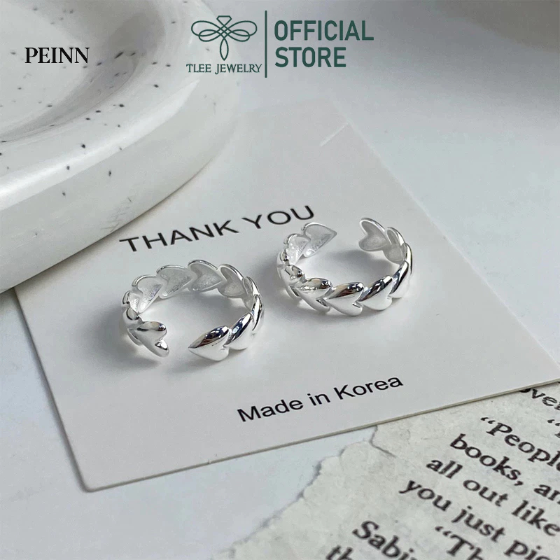 [Peinn] Women's silver ring with pinky finger and heart connecting ...