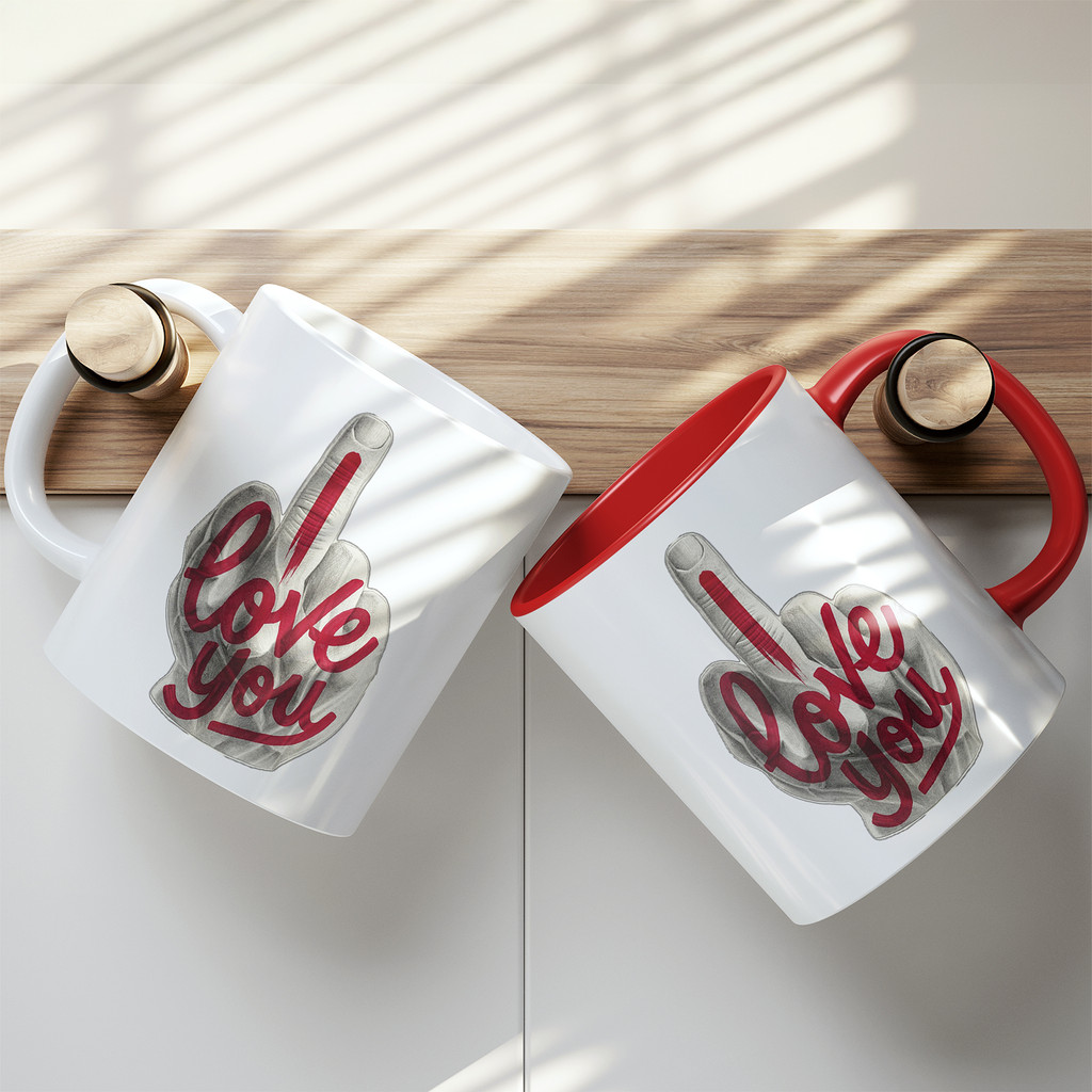 Funny “I Love You” Ceramic Cup Holding the Middle Finger for Crush ...