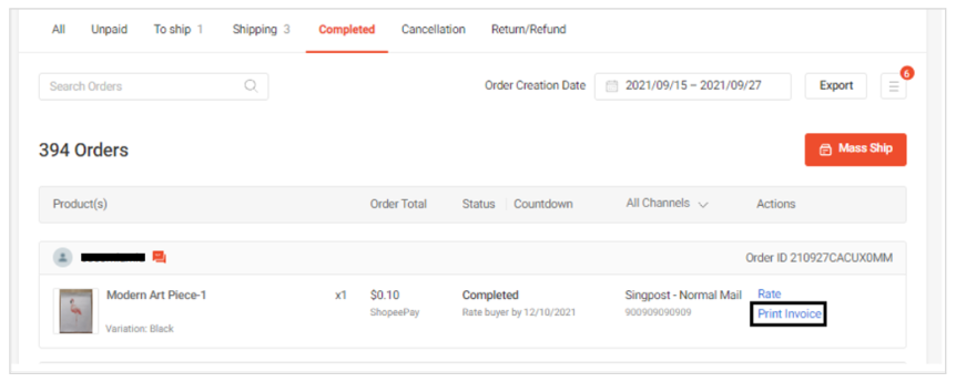What is an order invoice? | Shopee SG Seller Education Hub