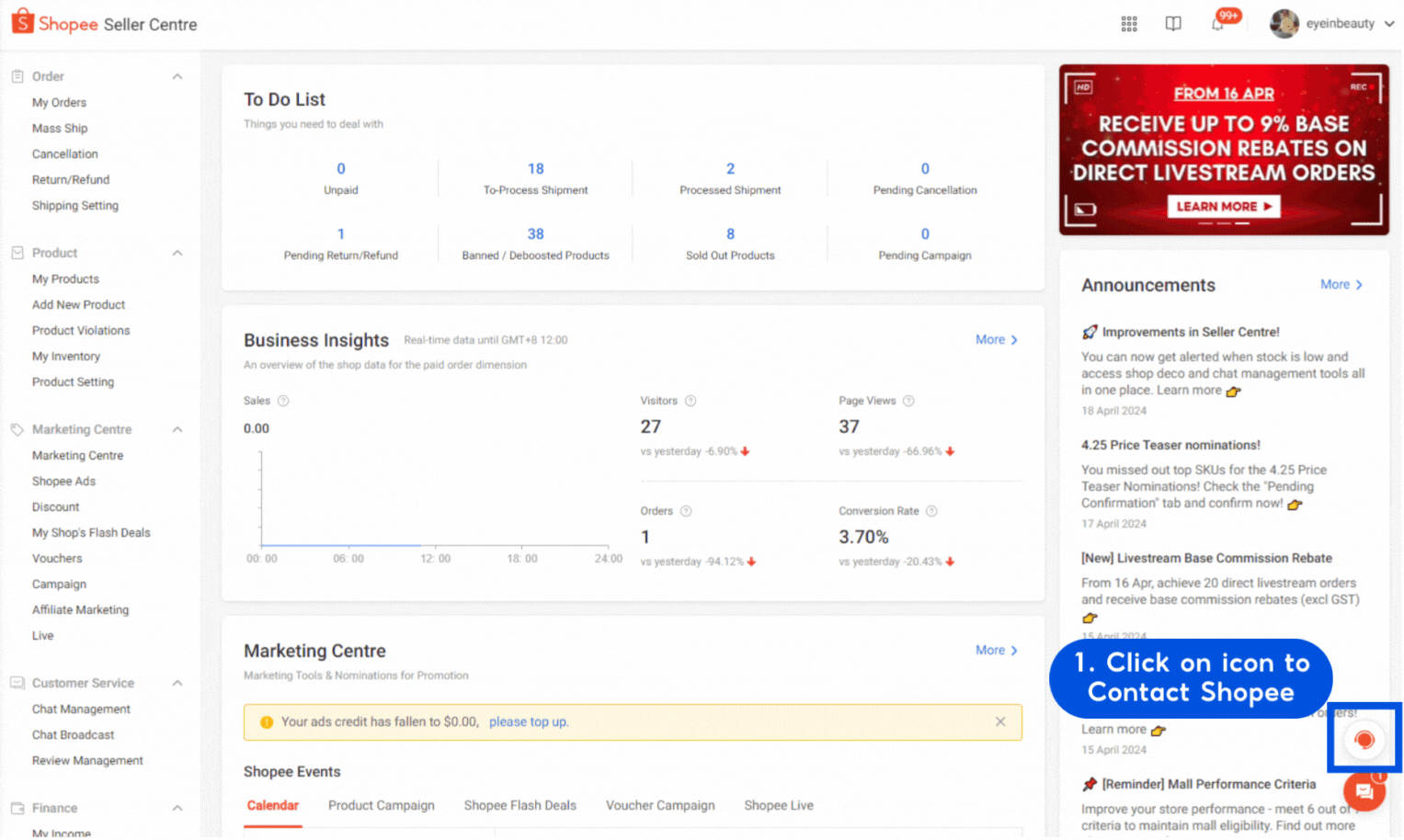 How do I contact Customer Service? | SG Seller [Shopee]