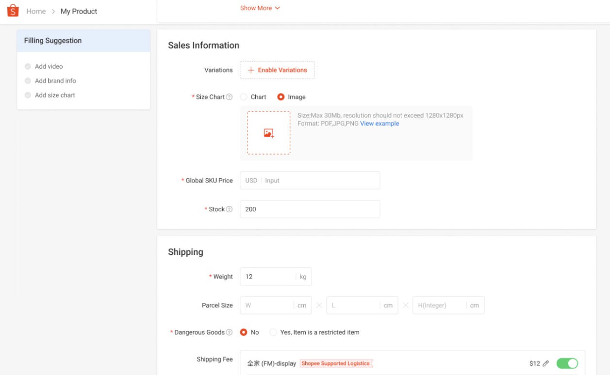 Mandatory Size Chart Attribute for Fashion Products | SG Seller Education [Shopee]