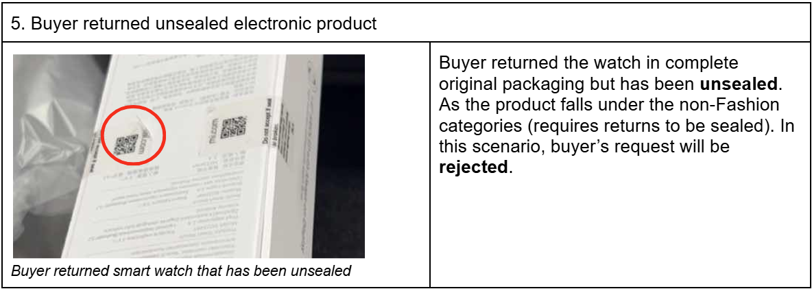 Platform-wide Policy for Return Reason: I want to return item in ...